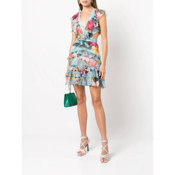 PatBO | Dresses | New Patbo Hibiscus Cutout Mini Dress In Blue | Poshmark